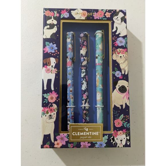 Clementine | Office | Clementine Paper Inc 3 Black Ink Pen Set Dogs Dog ...